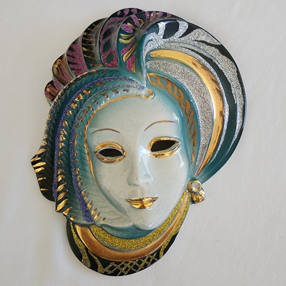 Ceramic mask | Wall Decor | Ceramic Mask Made In Italy Gems Glitter ...